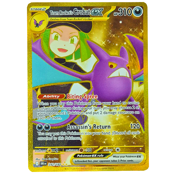 POKÉMON TCG - Team Rocket's Crobat ex Hyper Rare - 242/182 – Hero Stash