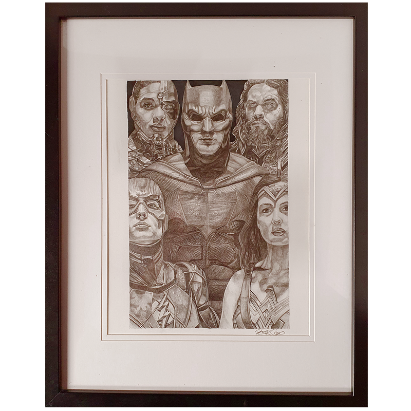 Artwork - Fine Art Pencil Sketch A4 with Frame - 'Justice League ...